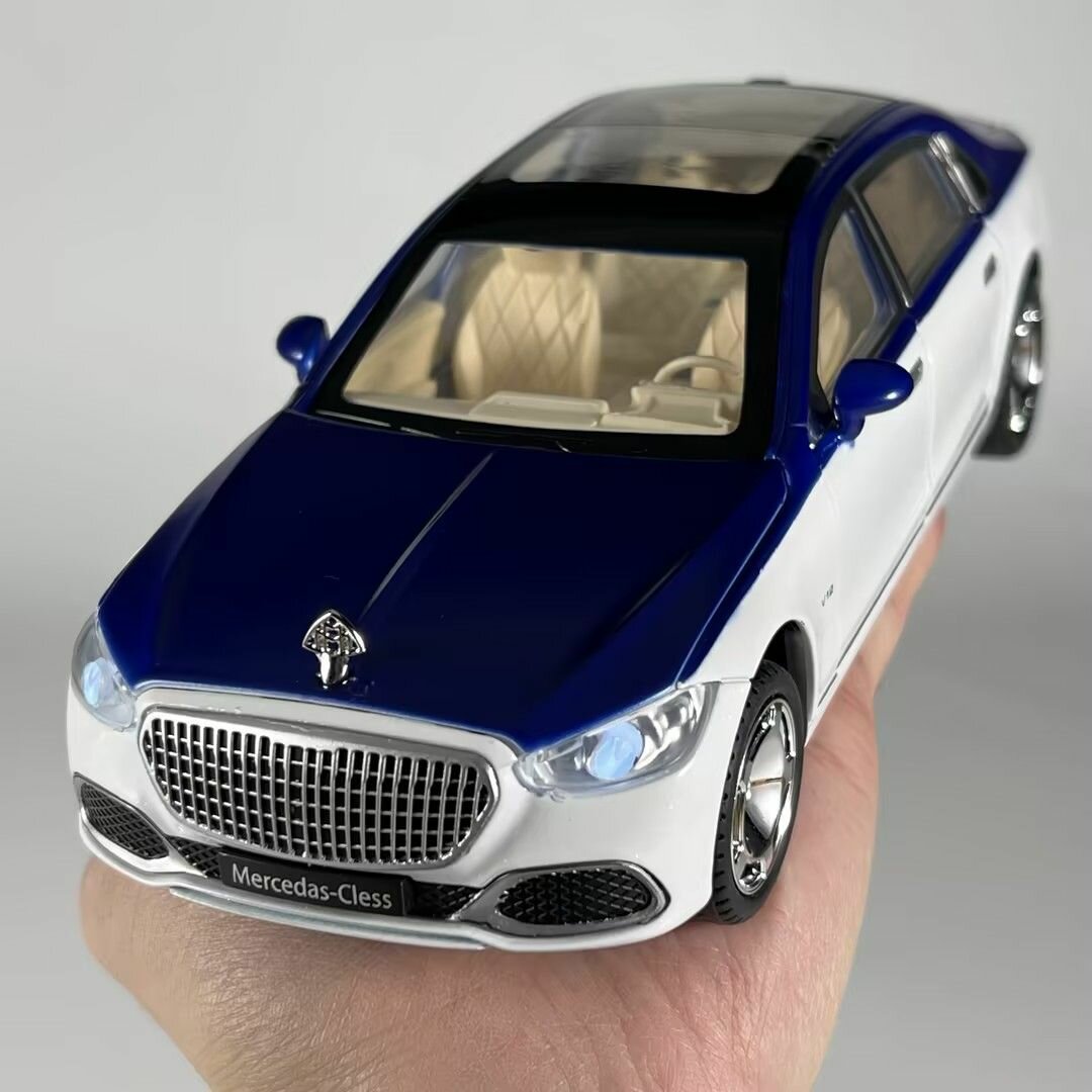 1:24 Mercedes Benz Maybach S680 Key Control, Детские автомобильные игрушки, С звуком и светом, Декоративные предметы для стола, Модель люксового автомобиля Мерседес-Бенц Майбах