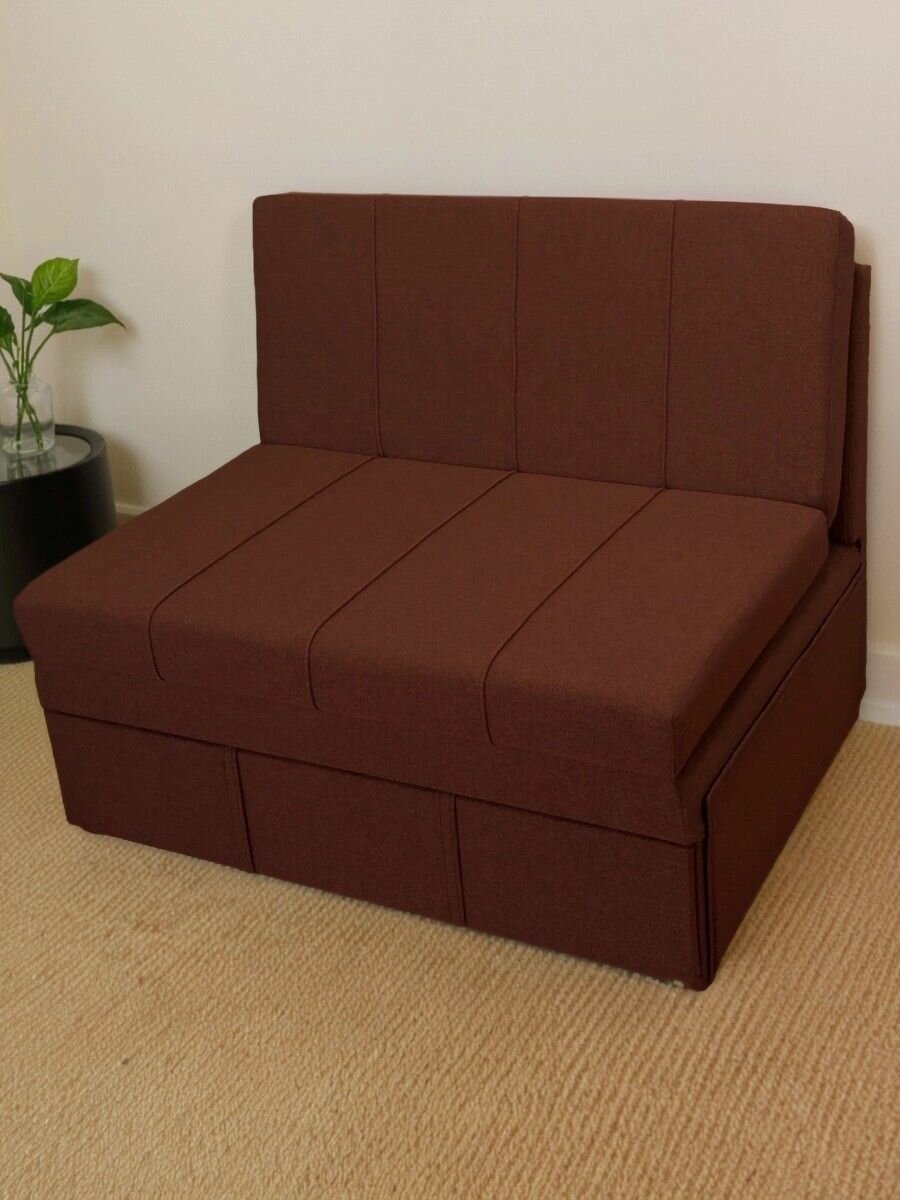 Диван-кровать Престиж 110 без подлокотников, с ящиком для белья, ткань, кирпичный