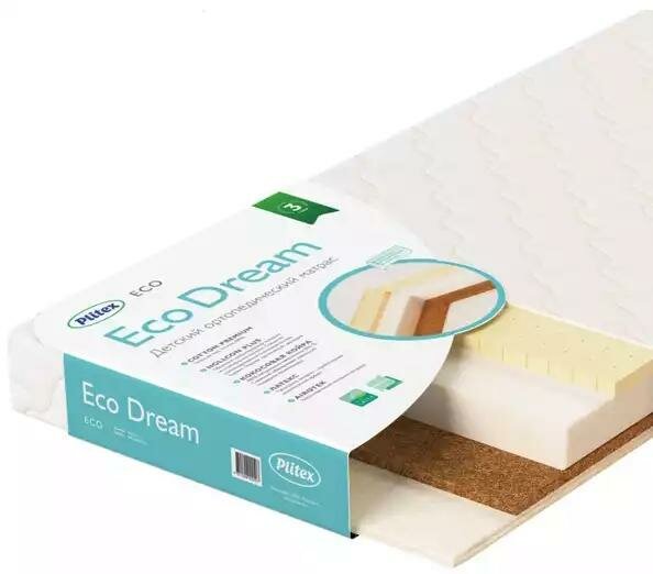Детский матрац Plitex EcoDream, кокосовая плита, латекс, 1190х600х90 мм