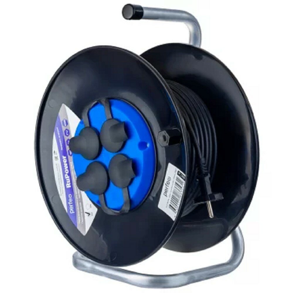 Perfeo Сетевые фильтры удлинитель на катушке без заземления "RU POWER" 50м 4гн 16А ПВС 2х1,5 IP44 РБК16 .