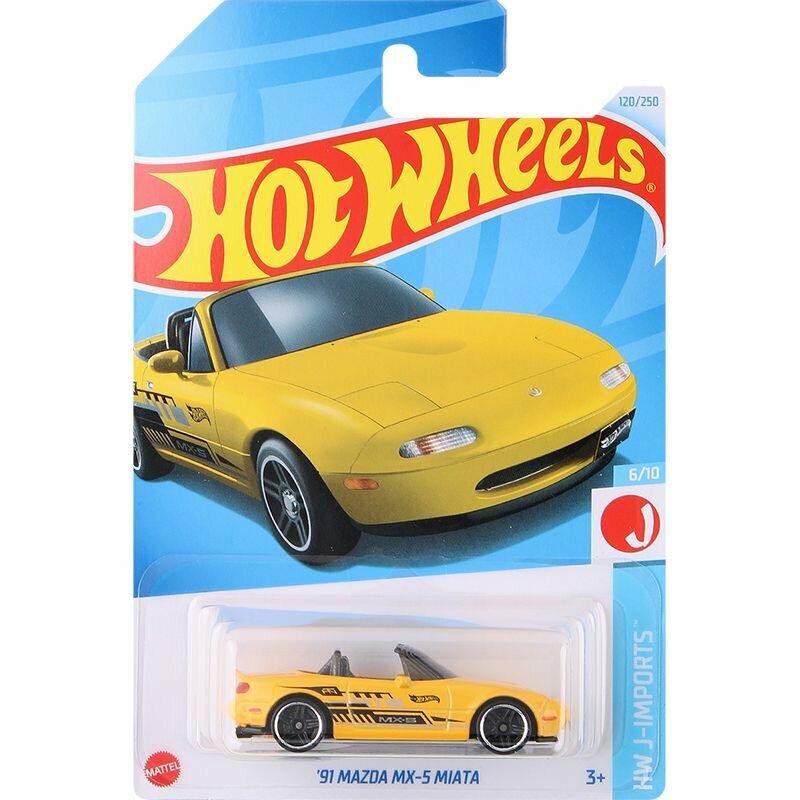 Hot Wheels Japanese Cars Collection, литые модели автомобилей 1:64(MAZDA MX-5 MIATA желтый)