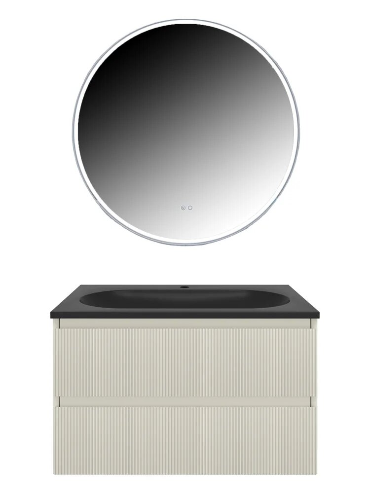 Мебель для ванной комнаты Vincea Welle 80 m.beige soft-touch, раковина VCB-4H800A антрацит