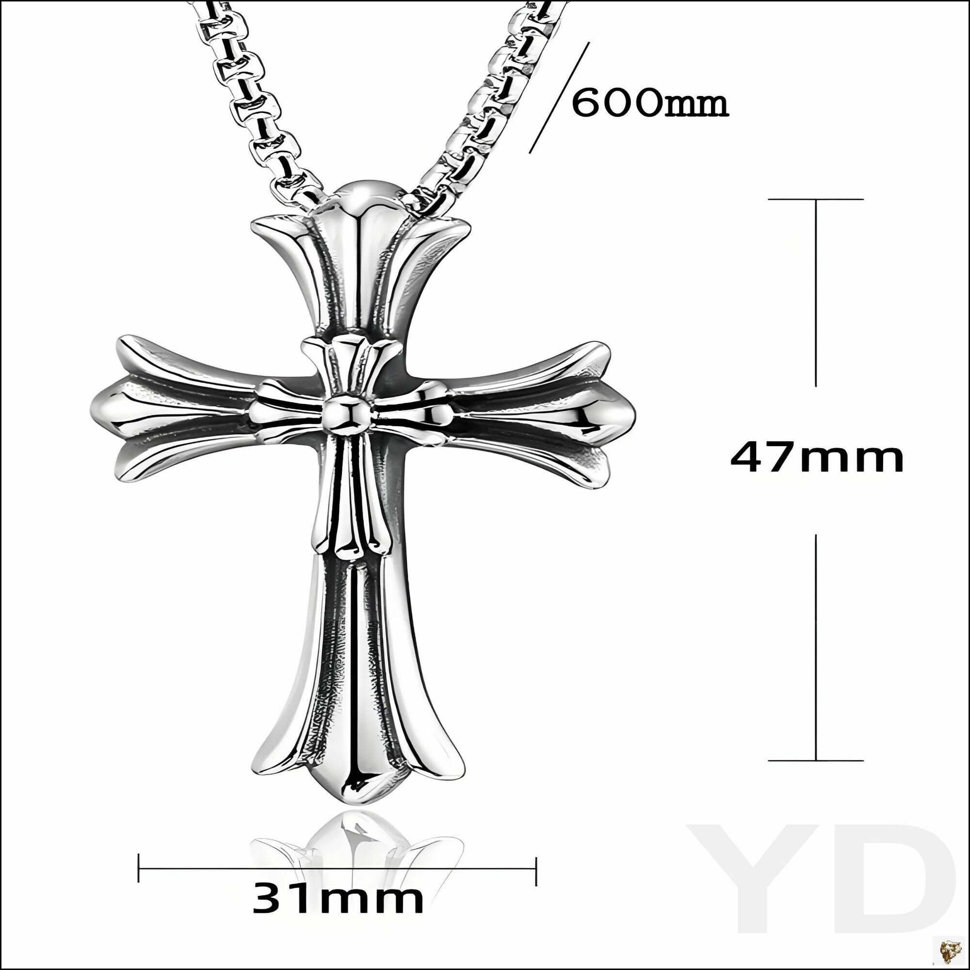 Мужской декоративный кулон: большая крестообразная цепочка, цвет стали, подарок для мужчин.