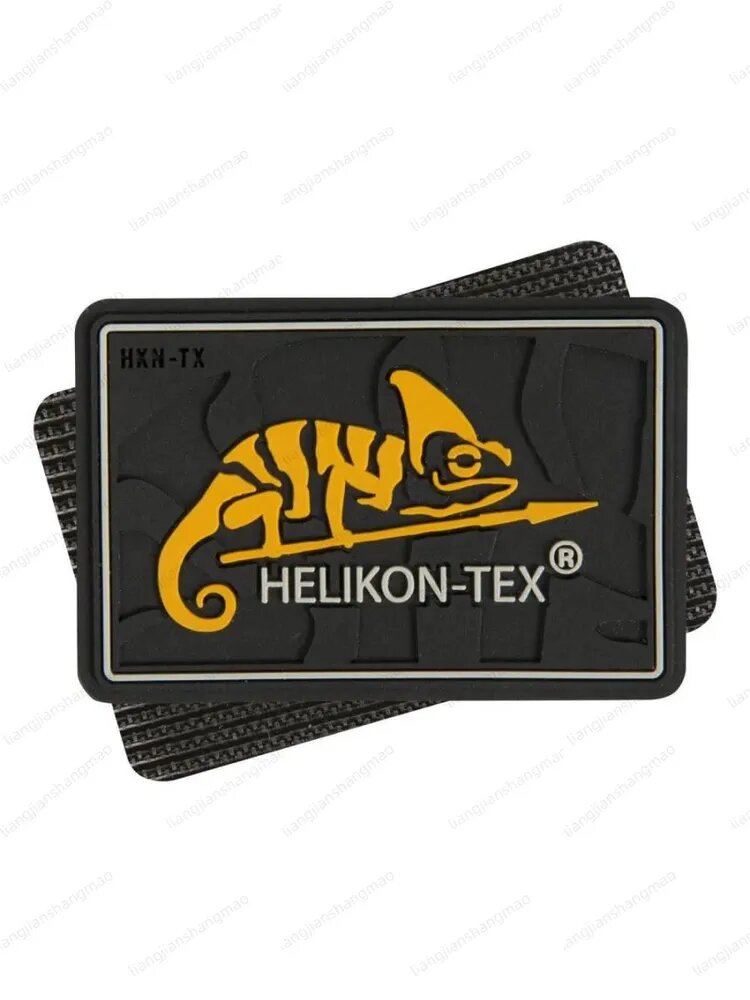 Патч HELIKON-TEX Logo ПВХ, нашивка на одежду, сумки и рюкзаки, материал ПВХ, черный цвет