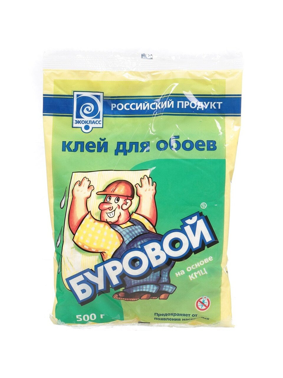 Универсальный клей Экокласс КМЦ Буровой 500г: подходит всем видам обоев, включая бумажные и виниловые