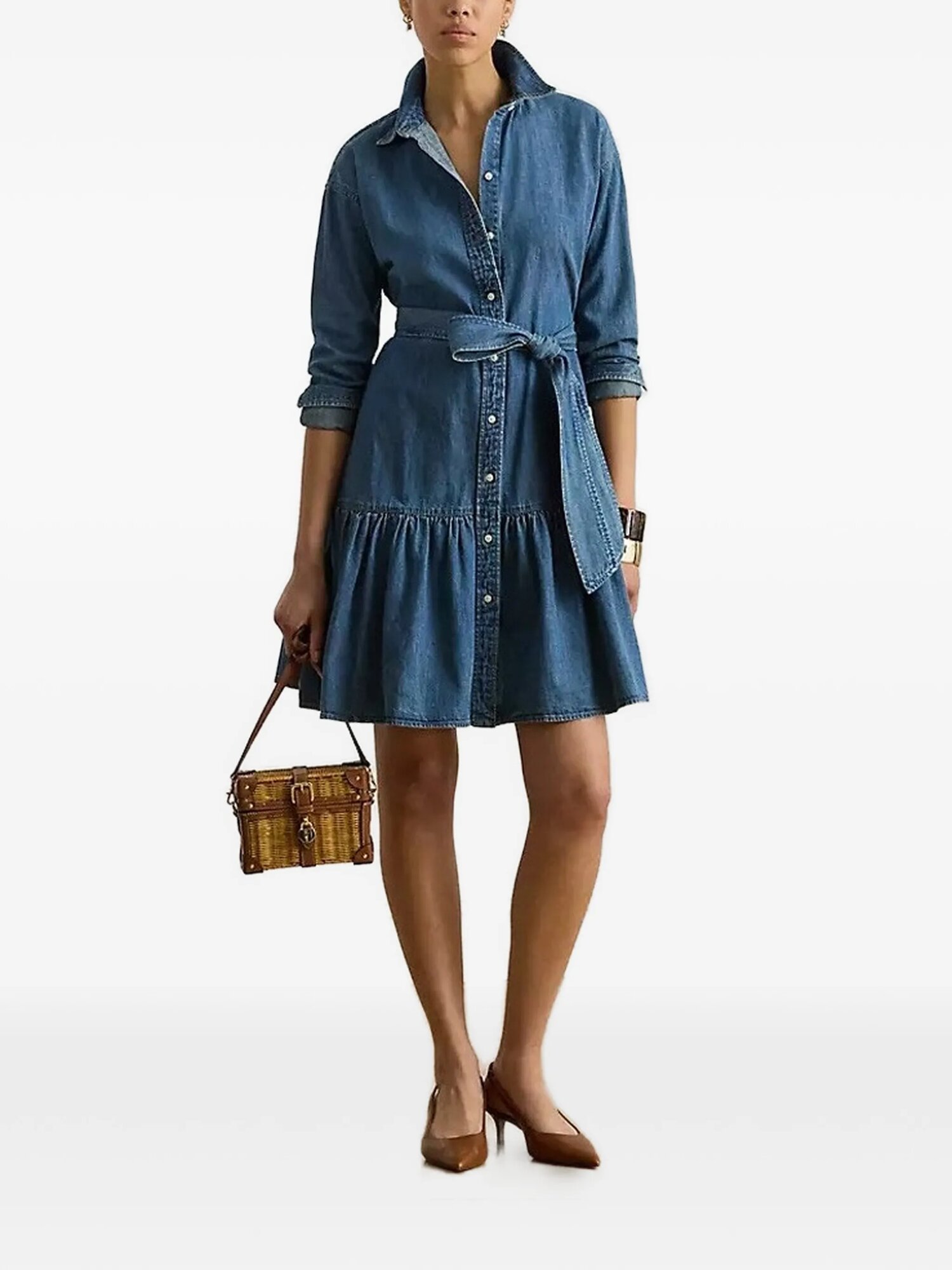 Платье Lauren Ralph Lauren Belted button-down mini dress, размер 40 — фото 1