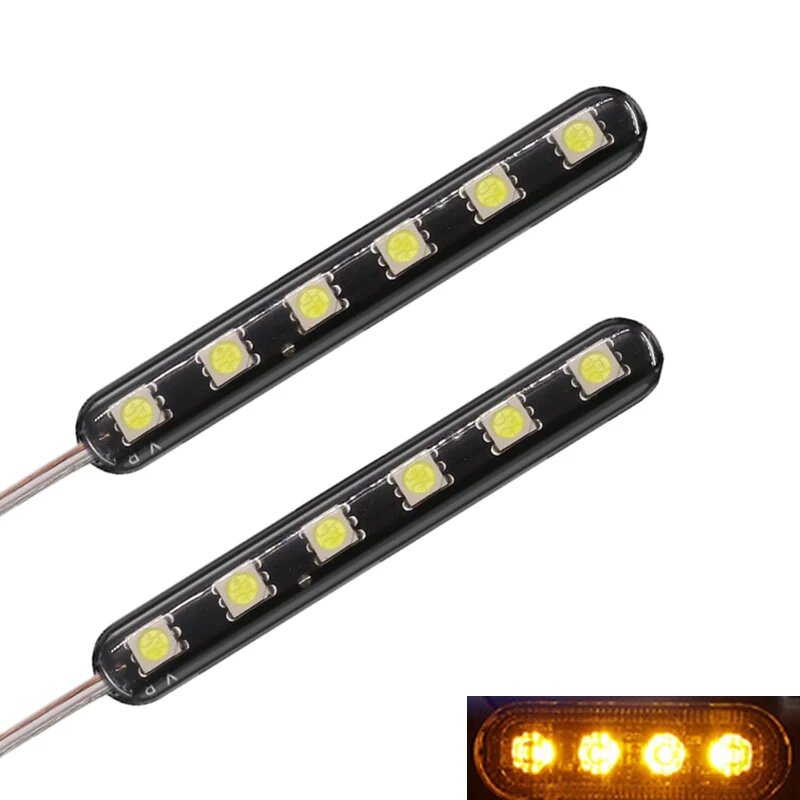 2шт. Стробоскоп 6 LED, 12В, желтый, для авто