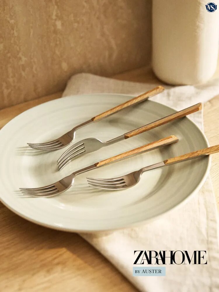 Набор столовых приборов WOOD-EFFECT SET 4 предм. серый металлик