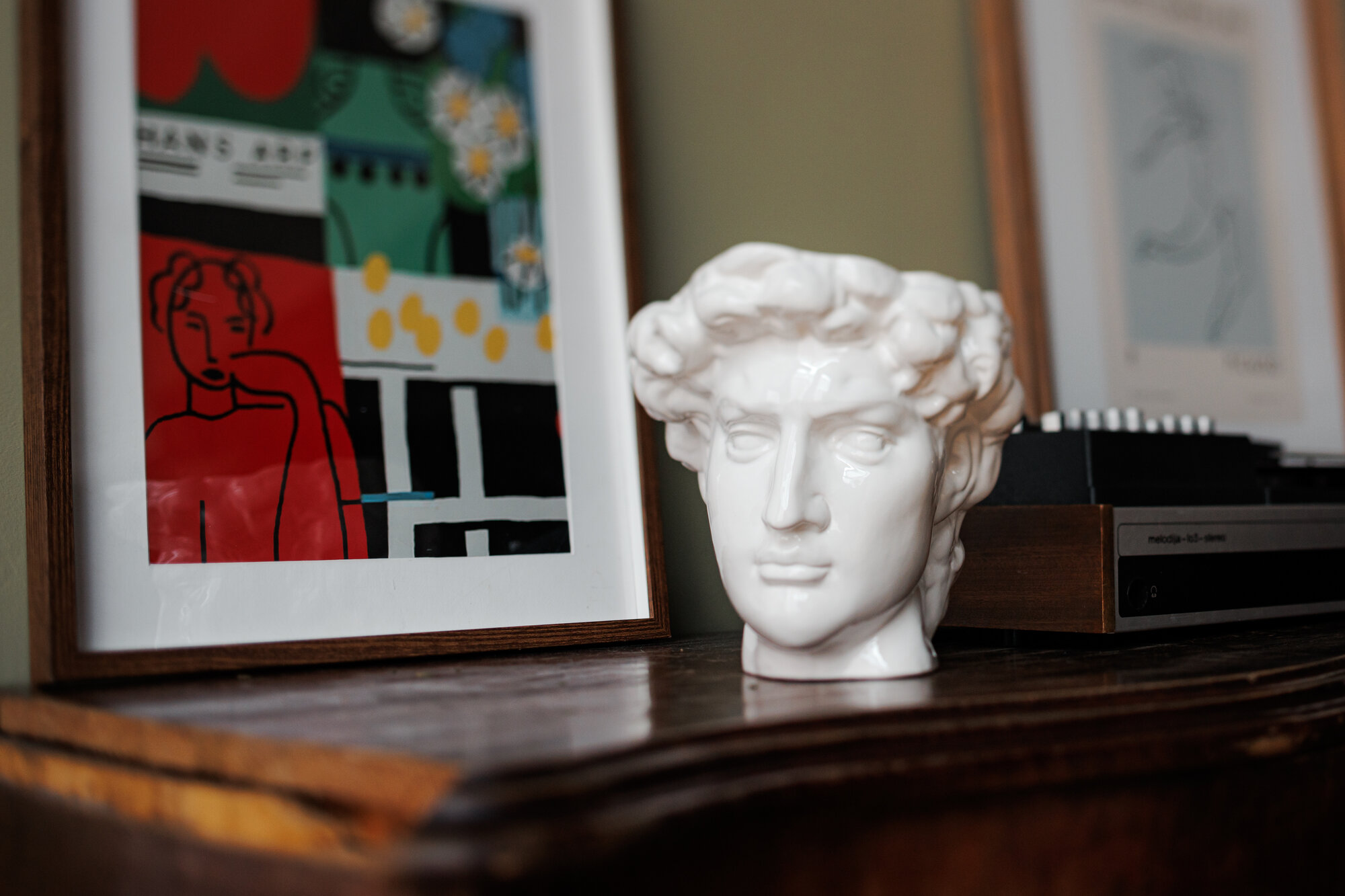 Керамическая ваза Michurin "Голова Давида", настольная, керамика, 22х20 см, белая