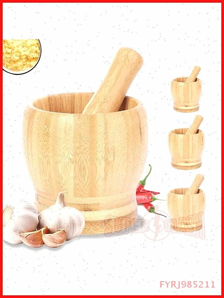 Ступка с пестиком, Бамбук, 9.8 см, 1 шт