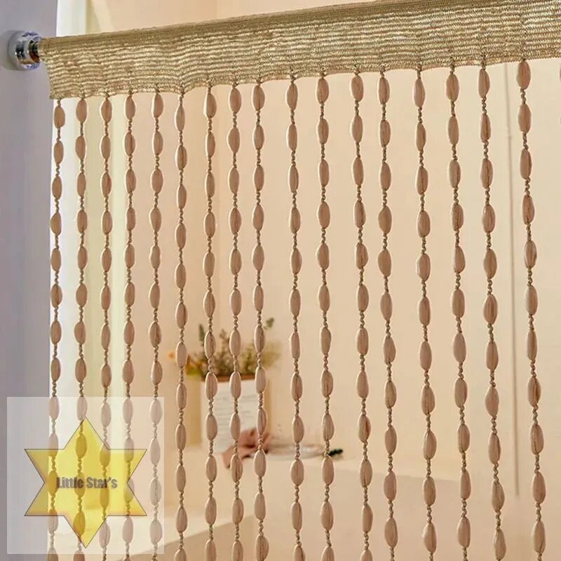 Занавеска на дверь из бусин 100x200 см золотой нитяная штора для дверного проема