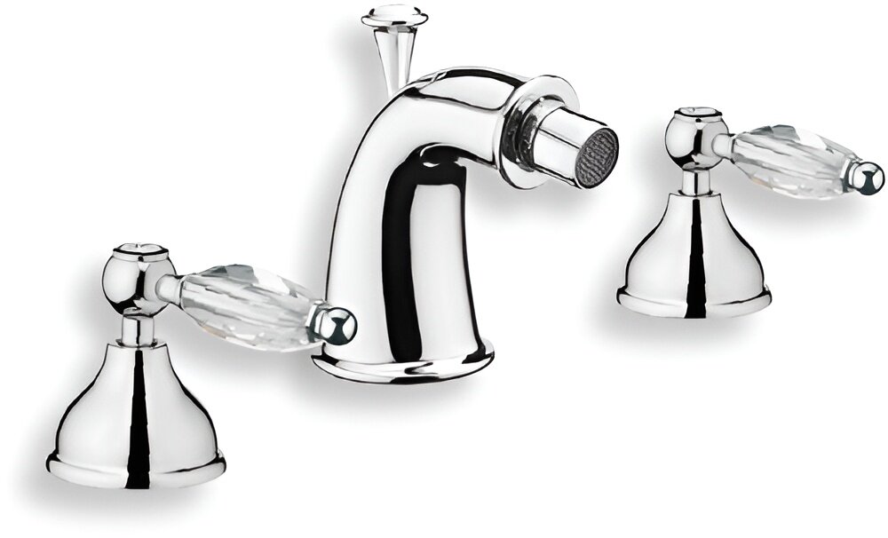 Смеситель для биде Alexandra AL710202017, латунь, хром-золото, 3 отверстия, ручки кристаллы Swarovski, Webert, Италия
