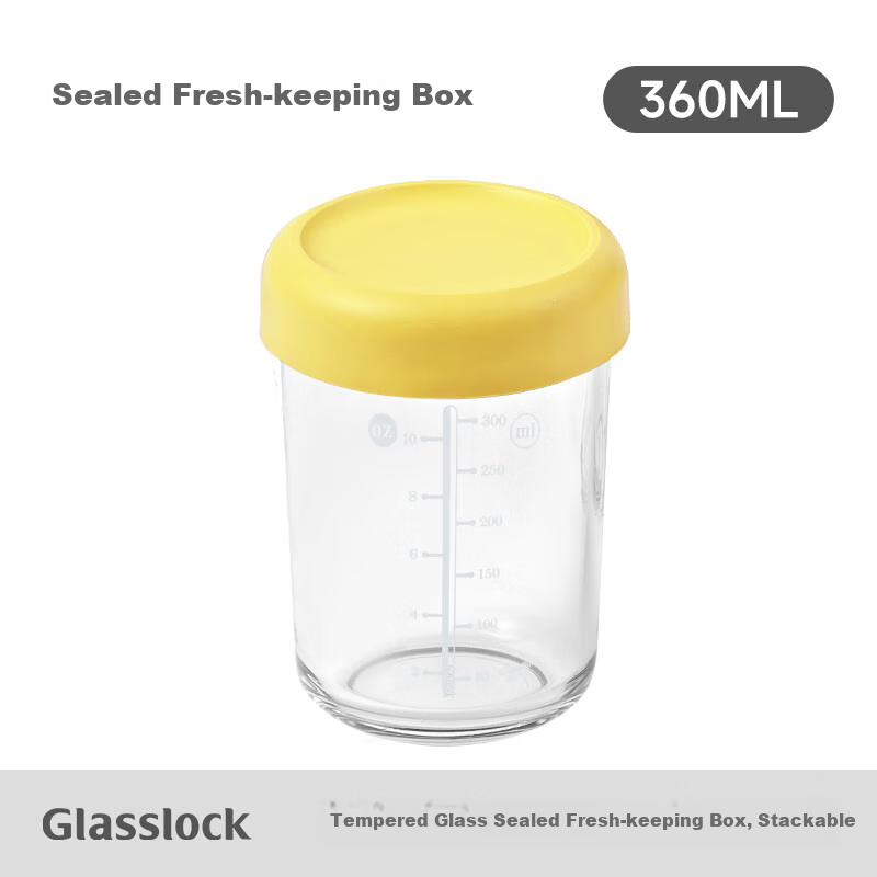 GLASSLOCK Стеклянный герметичный банка с мерной шкалой 360 мл для хранения продуктов импортная цилиндрическая Цвет：360