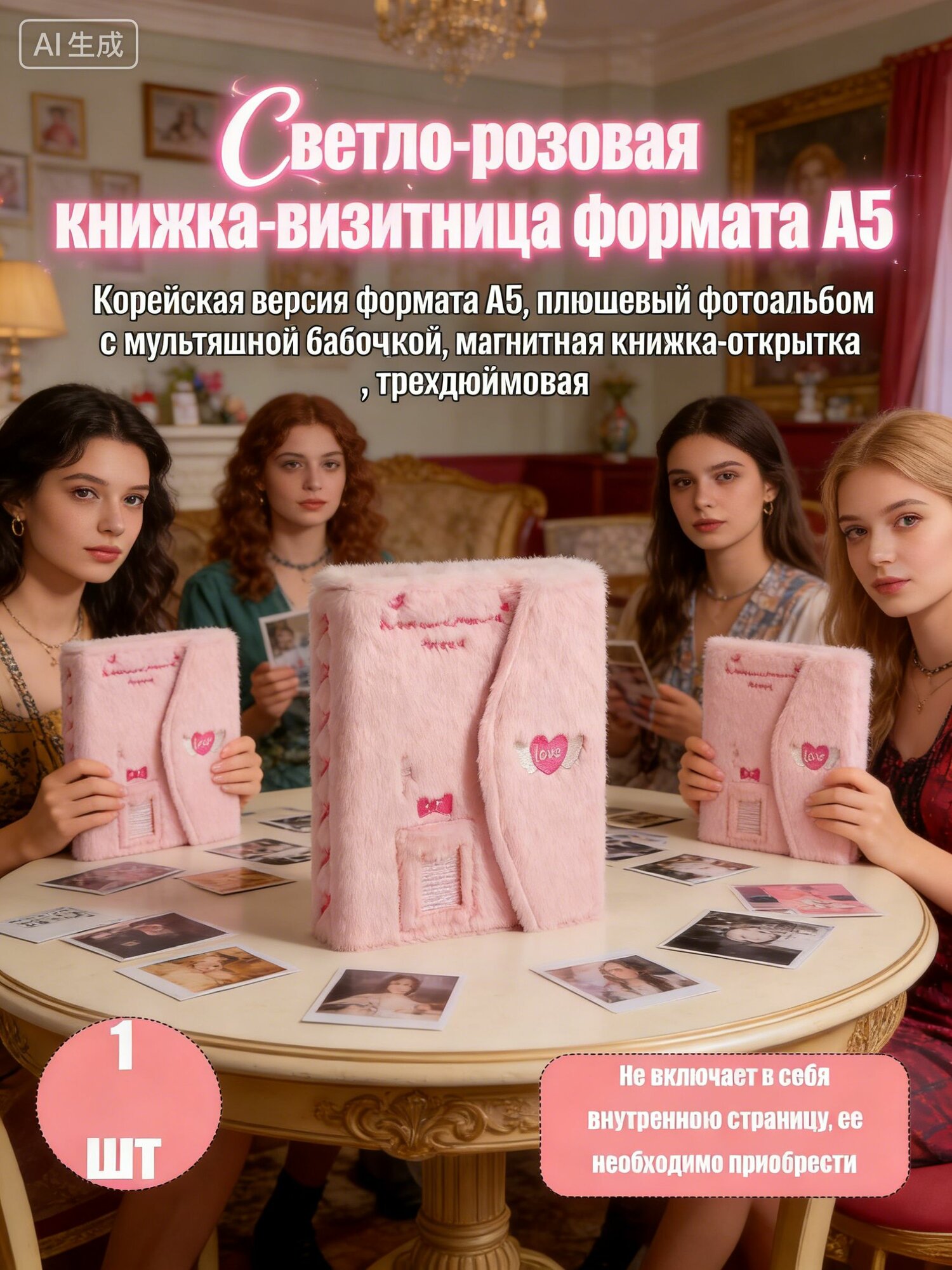 Корейская версия формата А5, плюшевый фотоальбом с мультяшной бабочкой, магнитная книжка-открытка "все включено", трехдюймовая