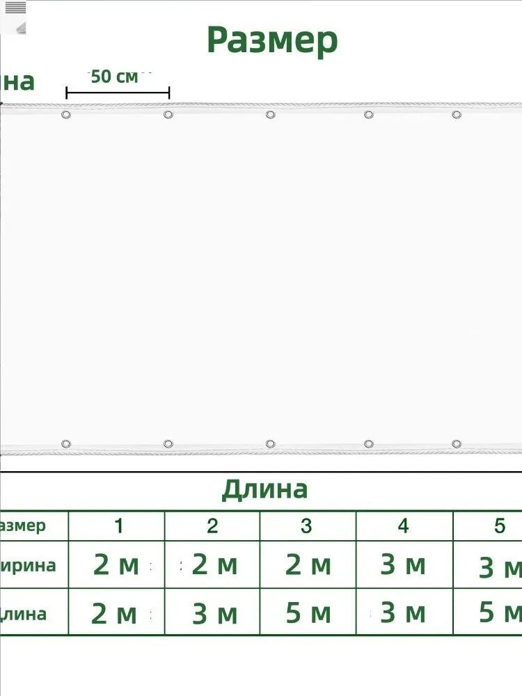 Тент универсальный 2x3M + 10М усиленные веревка, прозрачный, для сада и дачи — фото 1