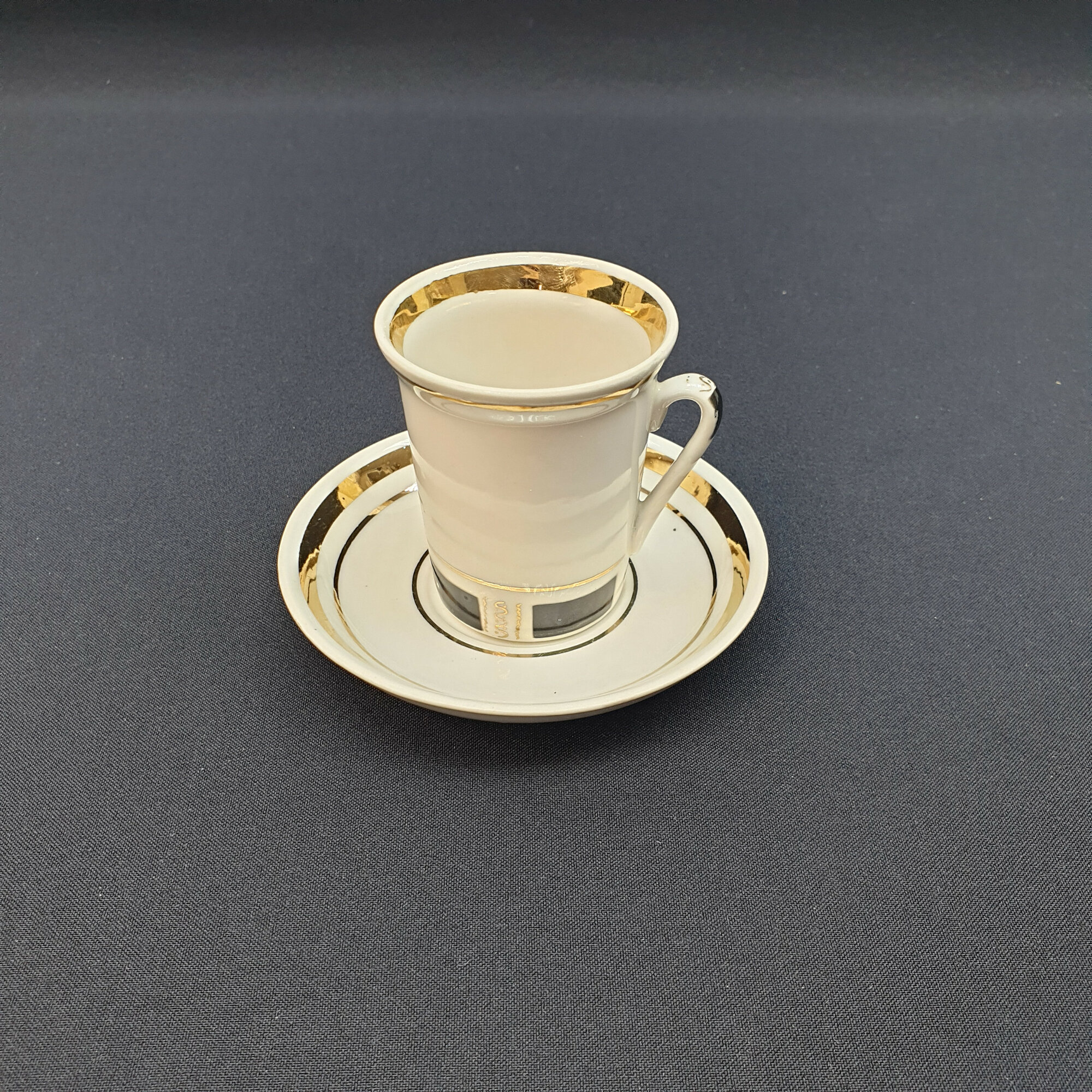 Винтажная кофейная пара Городница, фарфор золочение 100 мл, СССР