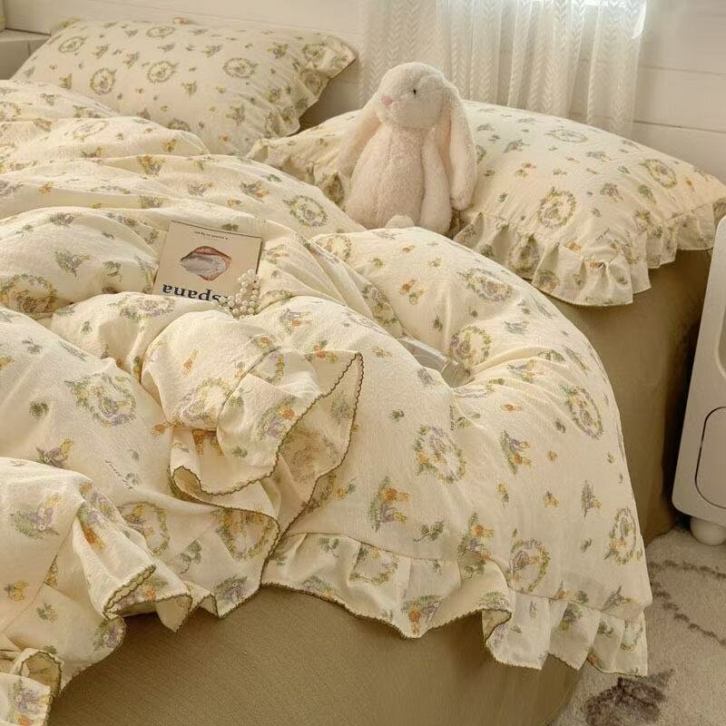 Комплект постельного белья из хлопка Princess Style 4 шт. Бежевый, 180x200cm ，ZG9