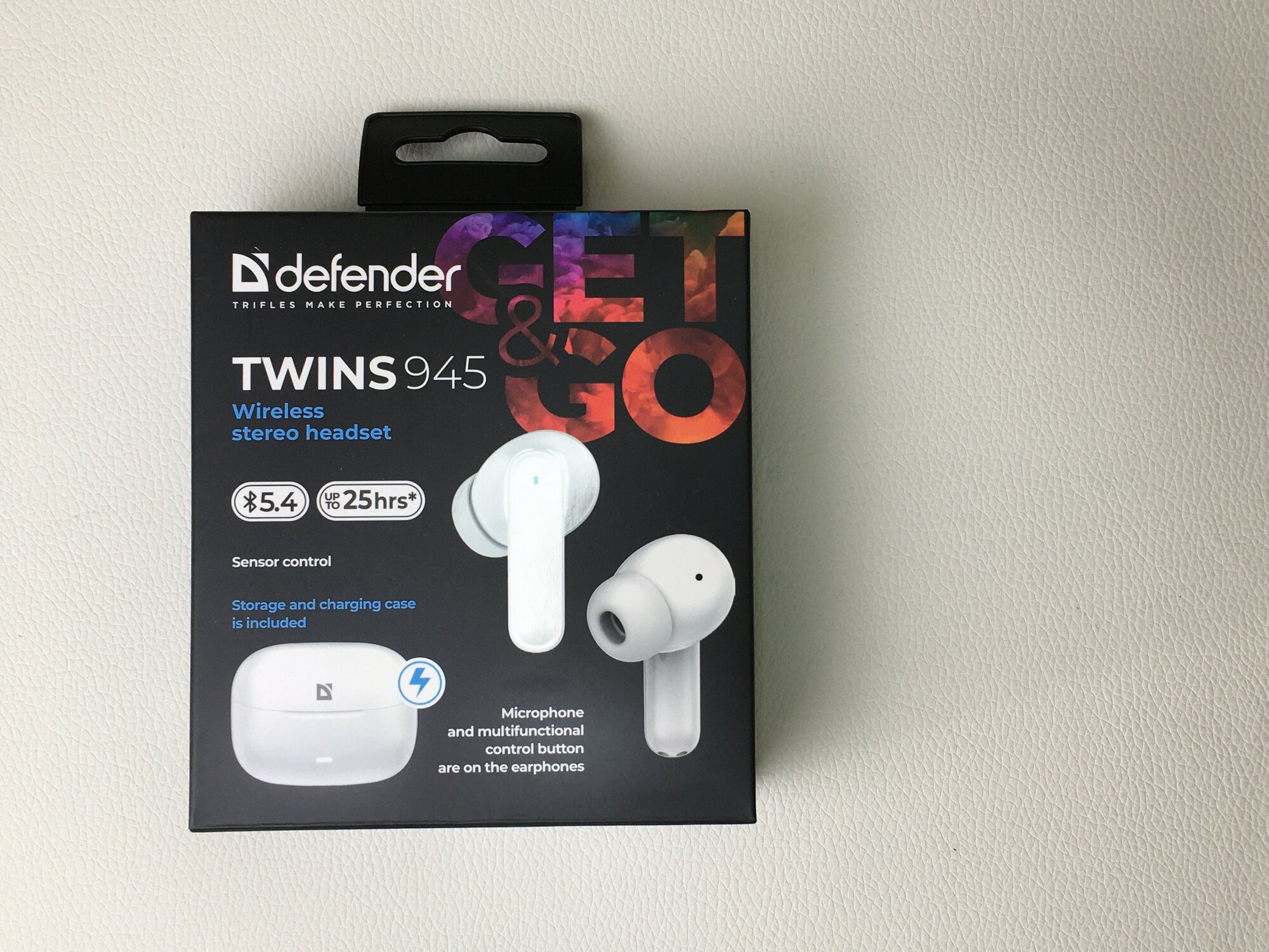 Наушники с микрофоном Bluetooth Defender Twins 945 беспроводные, вкладыши, TWS, белый