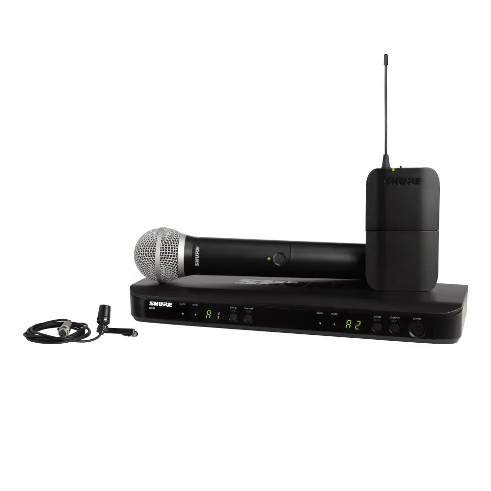Микрофонная радиосистема SHURE BLX1288E/CVL-M17 2-канальная UHF 662–686 МГц, ручной передатчик PG58 и петличный CVL-B/C