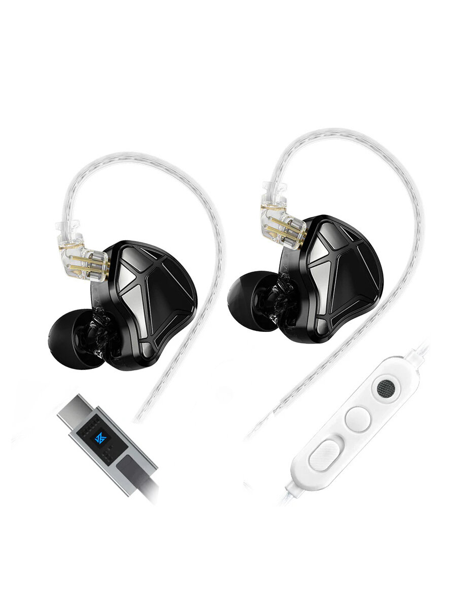 KZ Axas USB-Type-C с микрофоном, серый, проводные наушники