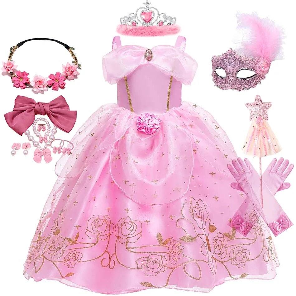 Розовое платье для девочки 5-6 лет, Dress Sets 06