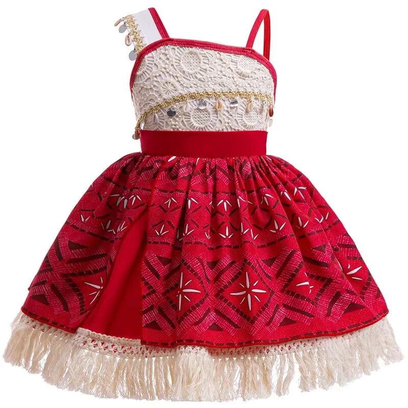 Платье для девочки Моана, красный, 5-6T (tag 130)