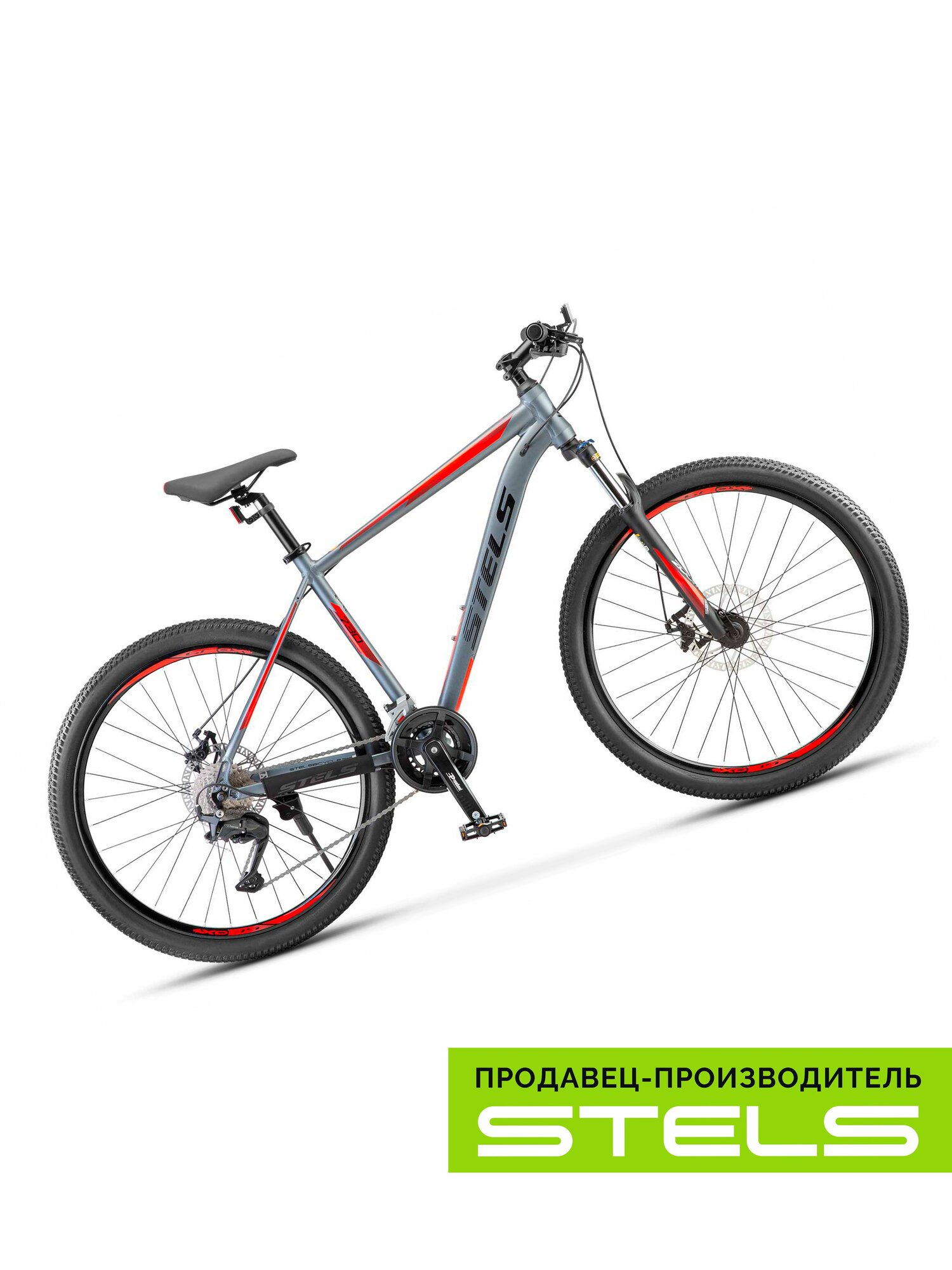 Взрослый велосипед Навигатор-730 колёса 27.5MD рама 15.5" Матовый темно-серый/красный