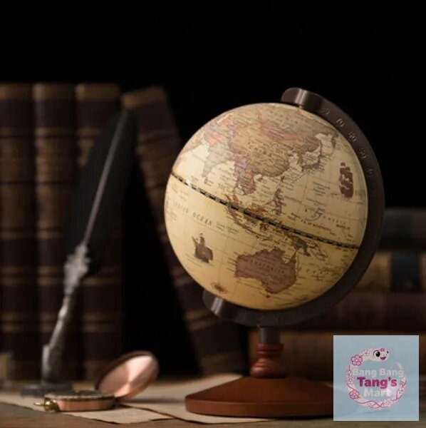 Глобус ретро английская версия настольный физико-политический коричневый металлический