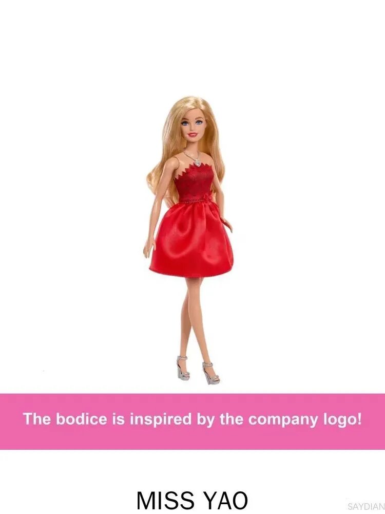 Кукла Barbie коллекционная в красном праздничном платье для вечеринок, размер 11 х 5 х 30 см — фото 1