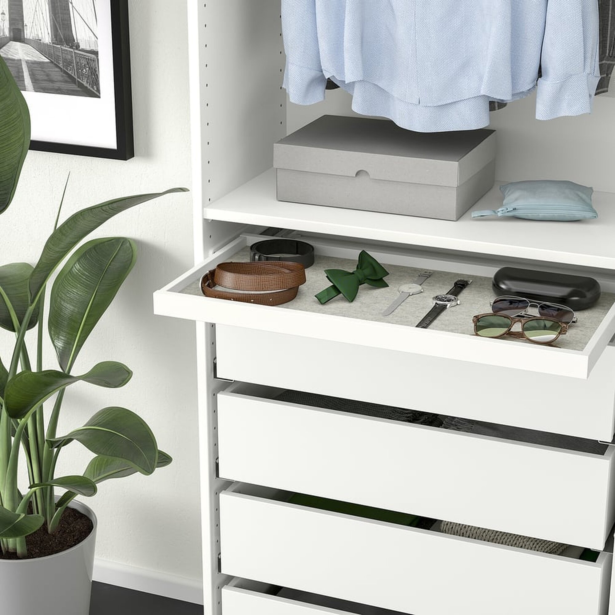 Выдвижной лоток с ковриком для ящика IKEA KOMPLEMENT , цвет белый/светло-серый 75х35 см 395.549.71
