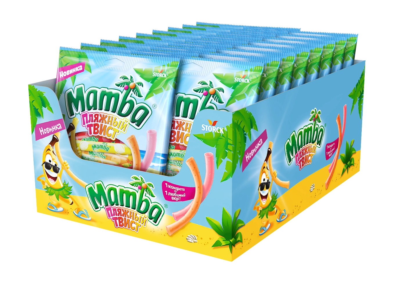 Mamba жевательные конфеты Пляжный твист 150 г (24 штуки в блоке)