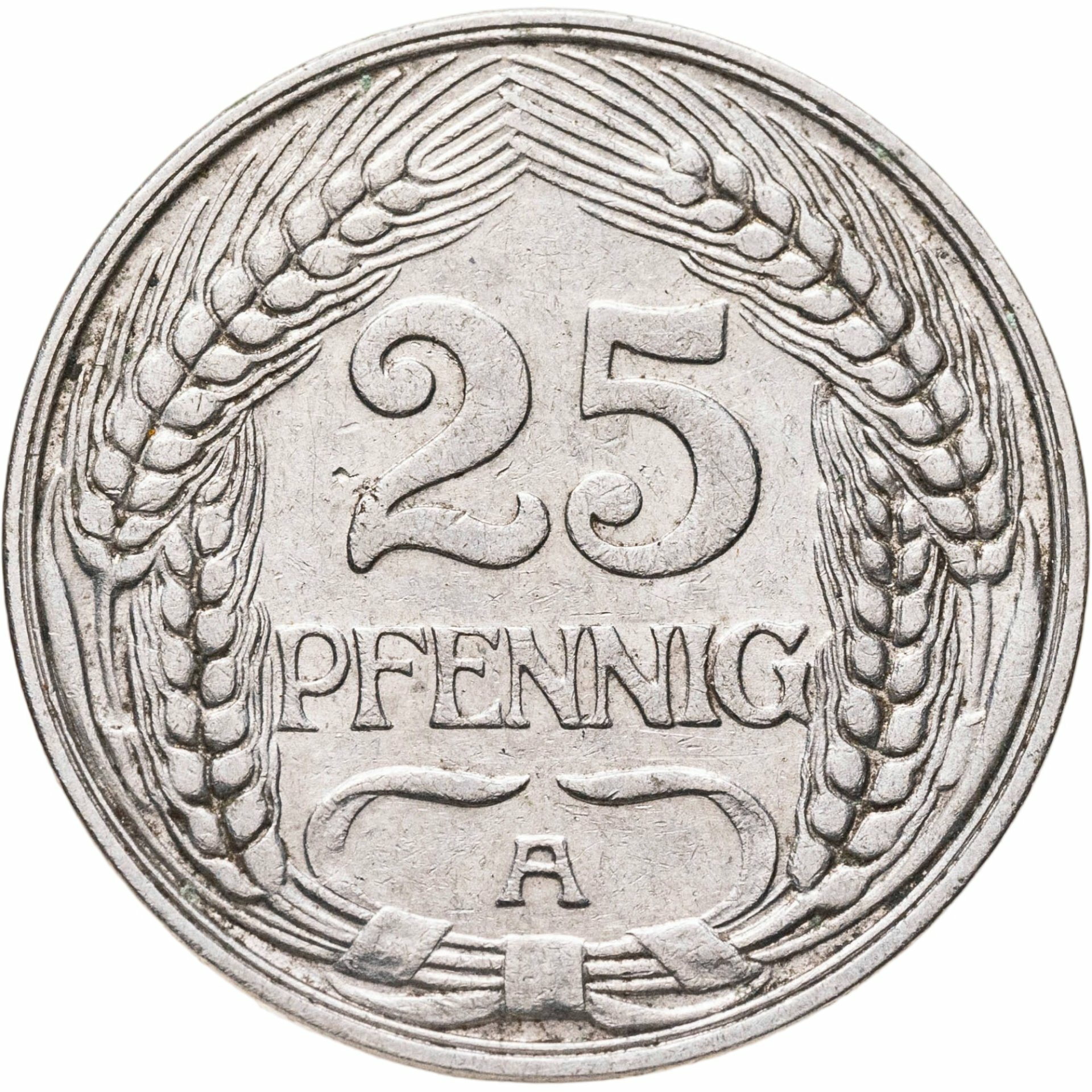 Германия 25 пфеннигов pfennig 1910 А, Никель, в сохранности XF