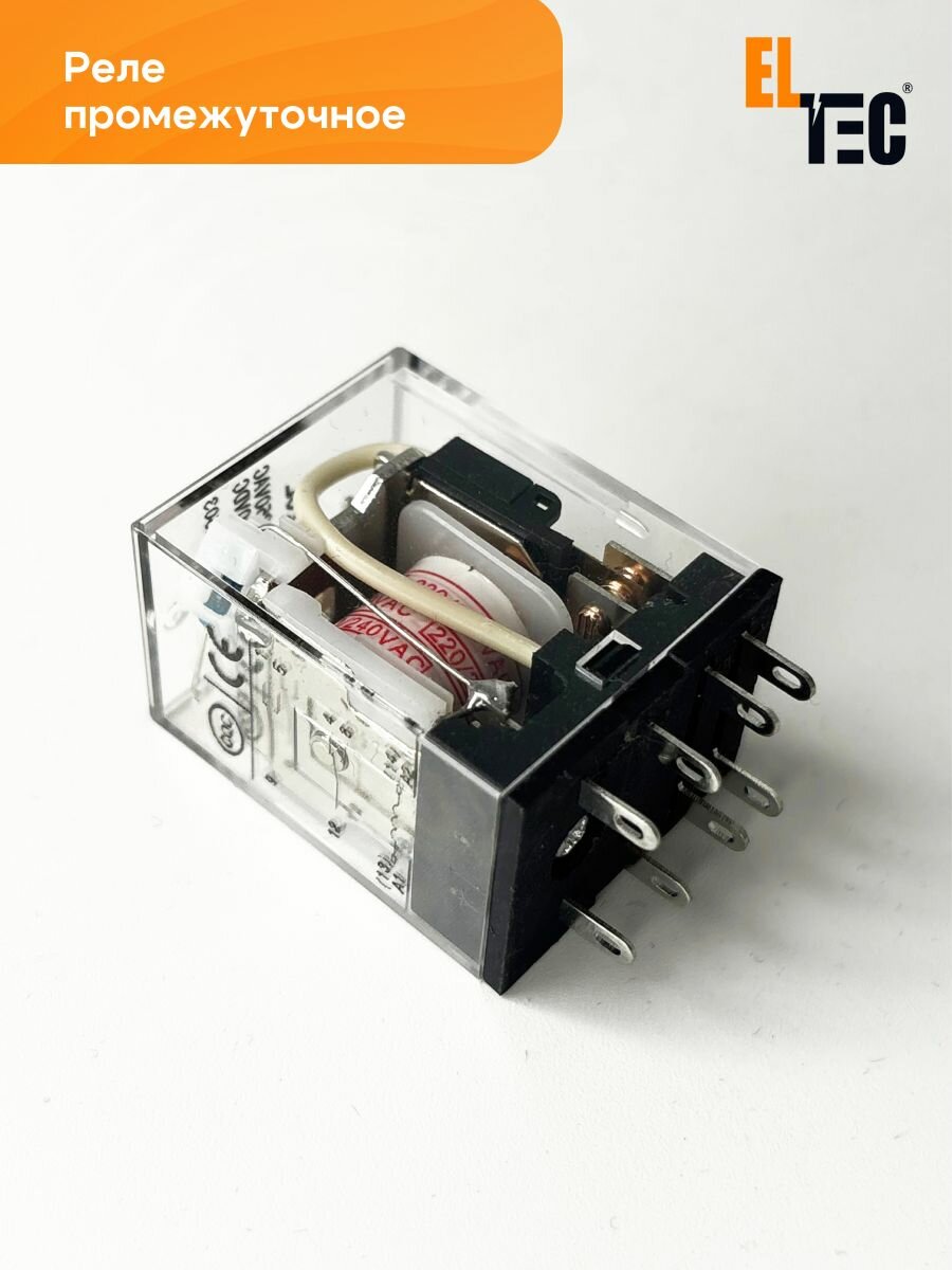 Реле промежуточное HW-Y2CL, AC/DC, 10 A, IP40, монтаж на DIN-рейку, черное — фото 1