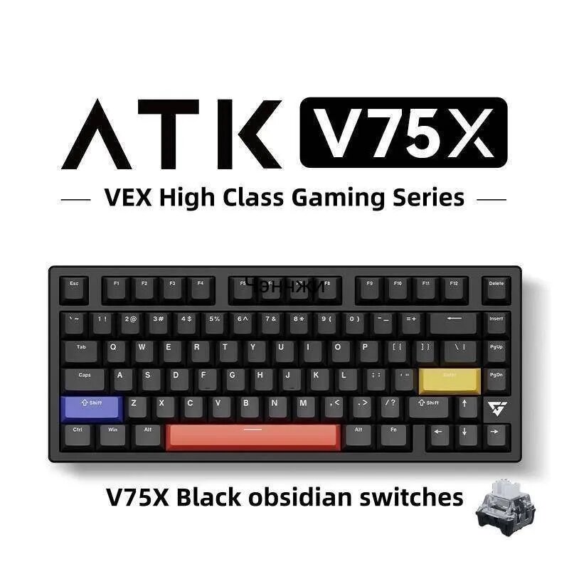 VXE ATK V75X Беспроводная механическая клавиатура с тремя режимами, полноразмерные клавиши с поддержкой горячей замены и RGB-подсветкой