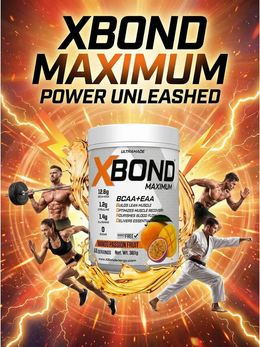 X-Bond Порошок BCAA+EAA Манго-Маракуйя 361г