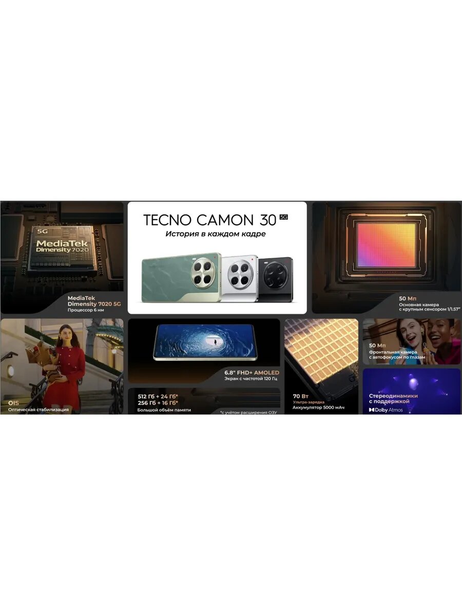 Смартфон Tecno CAMON 30 5G 8/256 ГБ — фото 1