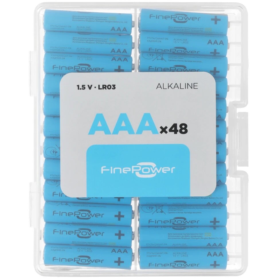 Батарейка FinePower AAA (LR03/FR03), щелочная (LR), 48 шт, кейс