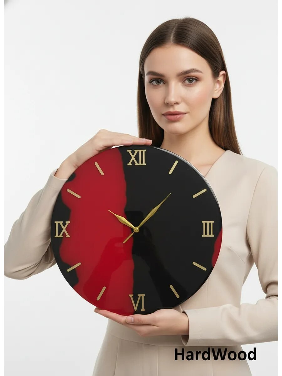 Часы настенные из эпоксидной смолы и дерева