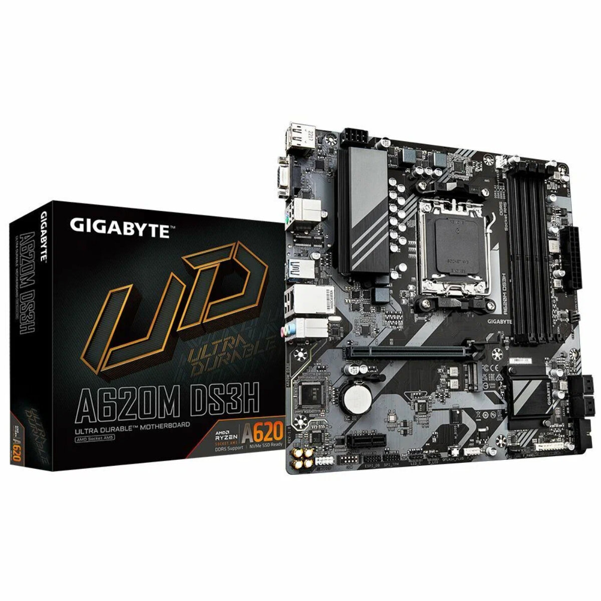 Материнская плата GIGABYTE A620M, AM5, DDR5, двухканальная, пассивное охлаждение