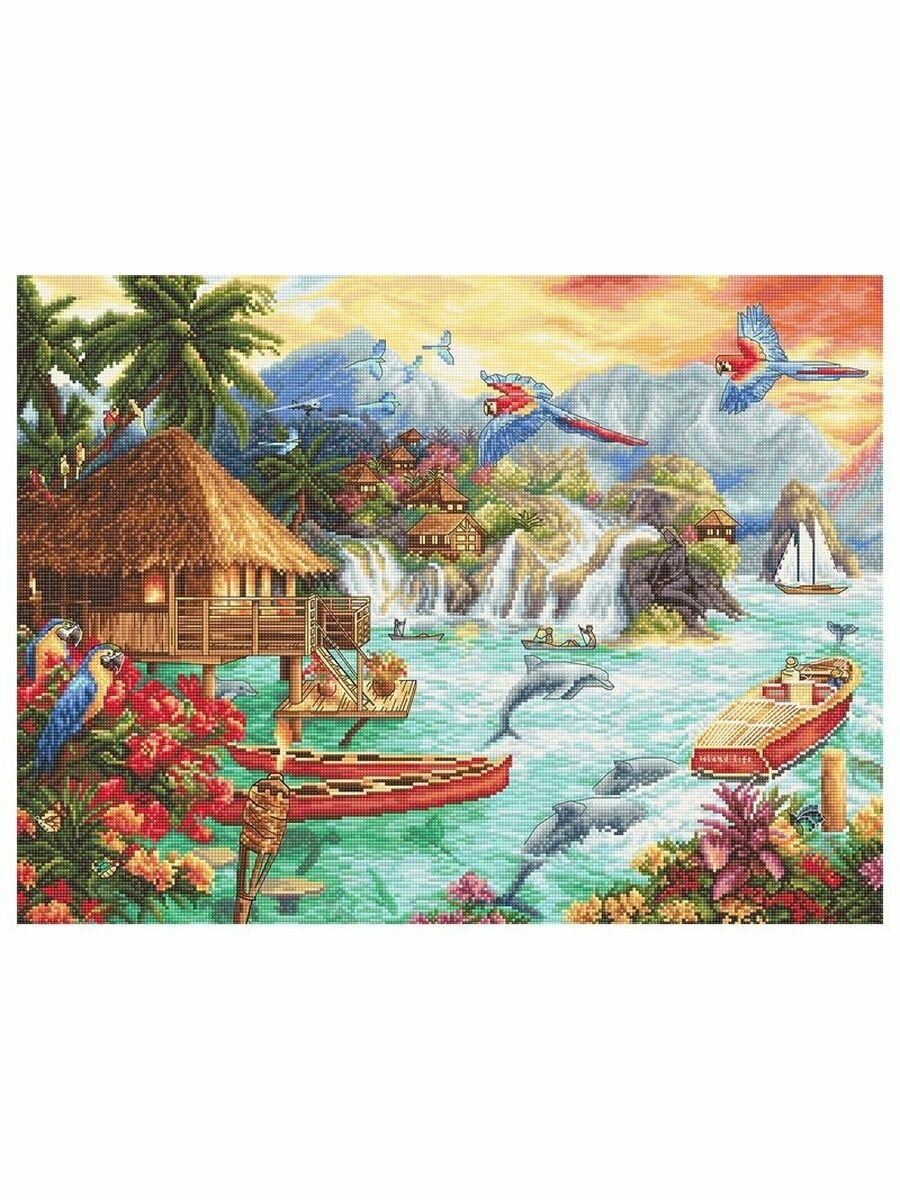 Набор для вышивки крестиком " LETI 925 Island Life " Amishop, 280 x 210 стежков, 62 цвета, 38 x 51 см, 14CT Aida
