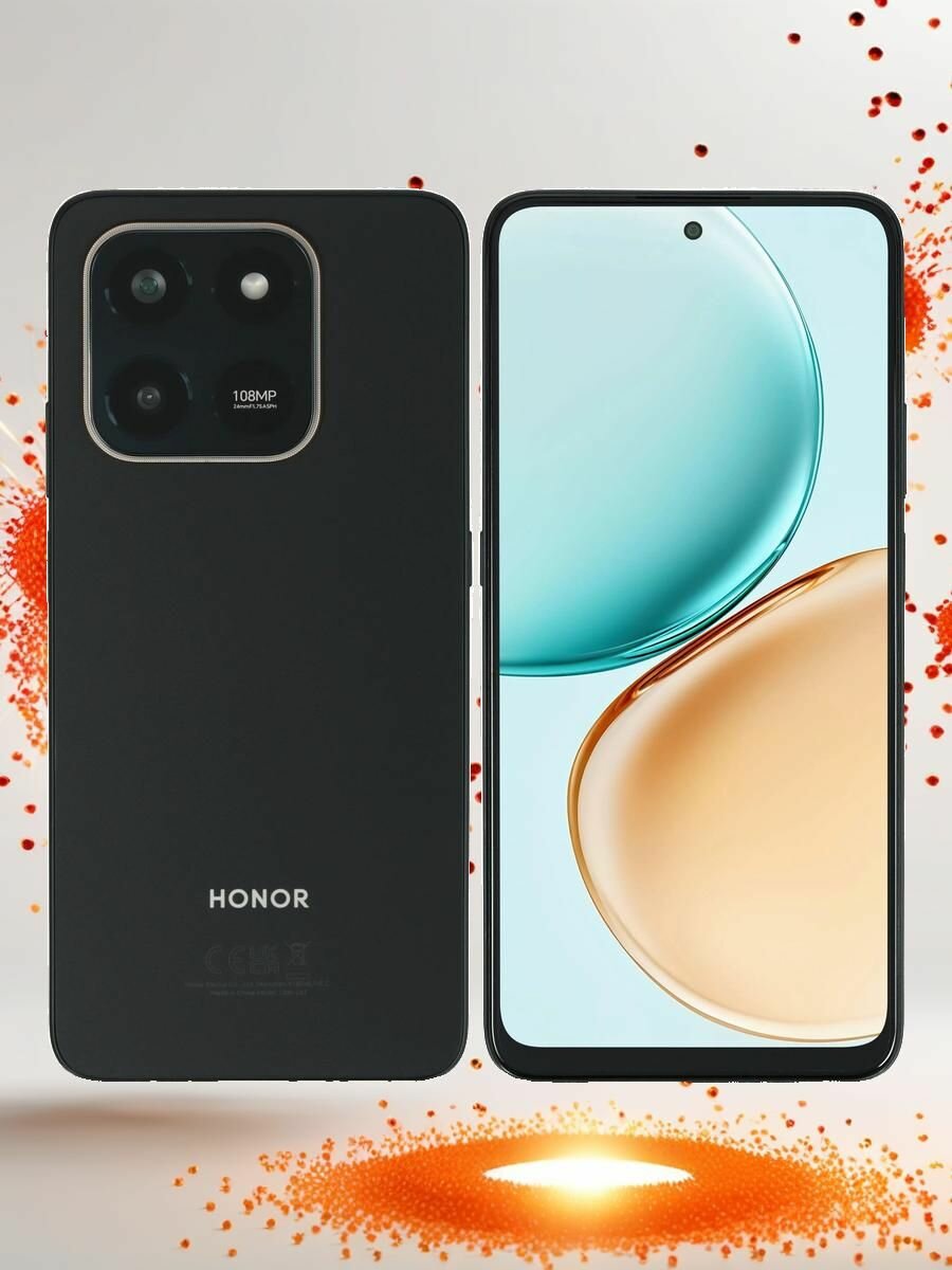 6.77" Смартфон HONOR X7d 256 ГБ черный ядер - 8x(2.8 ГГц), 8 ГБ, 2 SIM, TFT LCD, камера 108+2 Мп, NFC, 4G, 6500 мА*ч