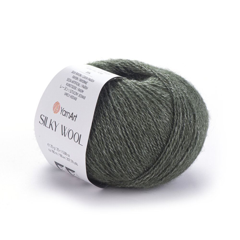 Пряжа для вязания YarnArt Silky wool 346 хаки 25 гр/190 м 65% мериношерсть, 35% шелк Rayon