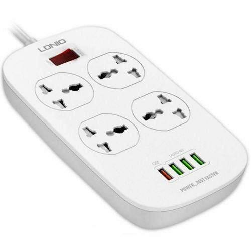 Сетевой фильтр Perfeo LDNIO SC4407Q 4 розетки EU/UK/US, 4xUSB+QC3.0, с выключателями на розетки, длина кабеля 2 м, 2500Вт, цвет белый SC4407Q