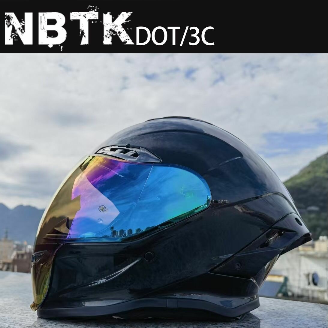 NBTK Мотошлем, цвет: черный, размер: S
