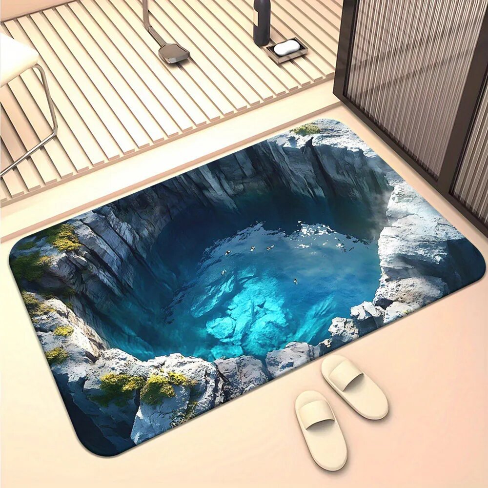 Коврик для ванной 90x90 см с 3D эффектом, нескользящий, коричневый