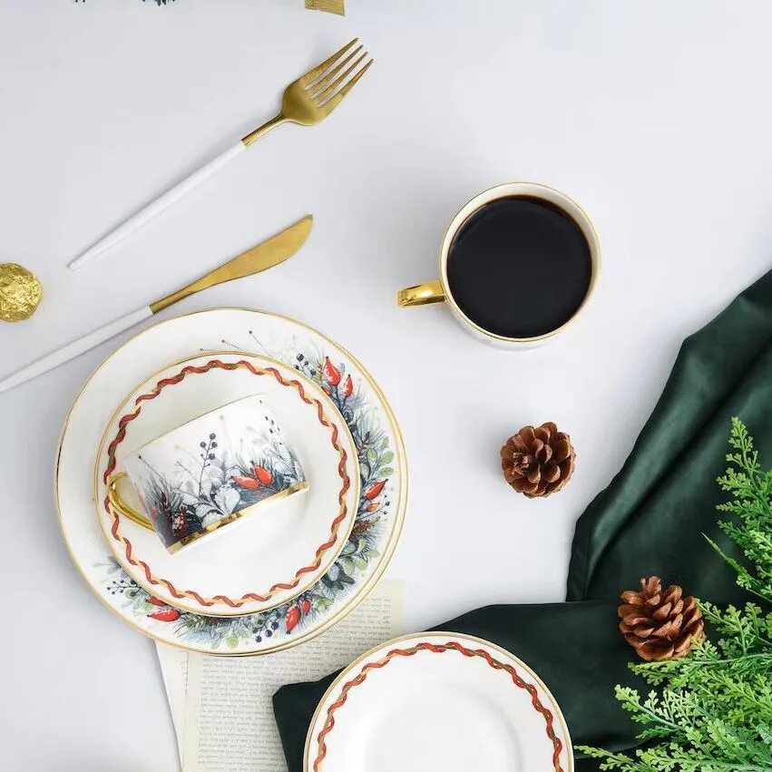 Imperial Porcelain St. Petersburg Чайная пара 200 мл 4 шт. Костяной фарфор Красный для кофе Подарочный набор
