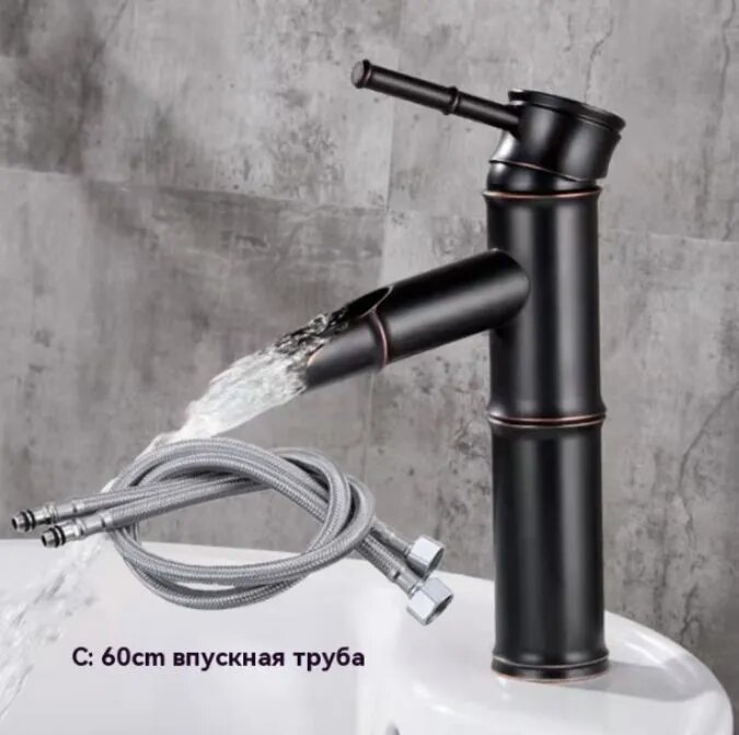 Смеситель для раковины ванной комнаты с водопадом из старинной латуни, роскошный высокий бамбуковый смеситель с охлаждением