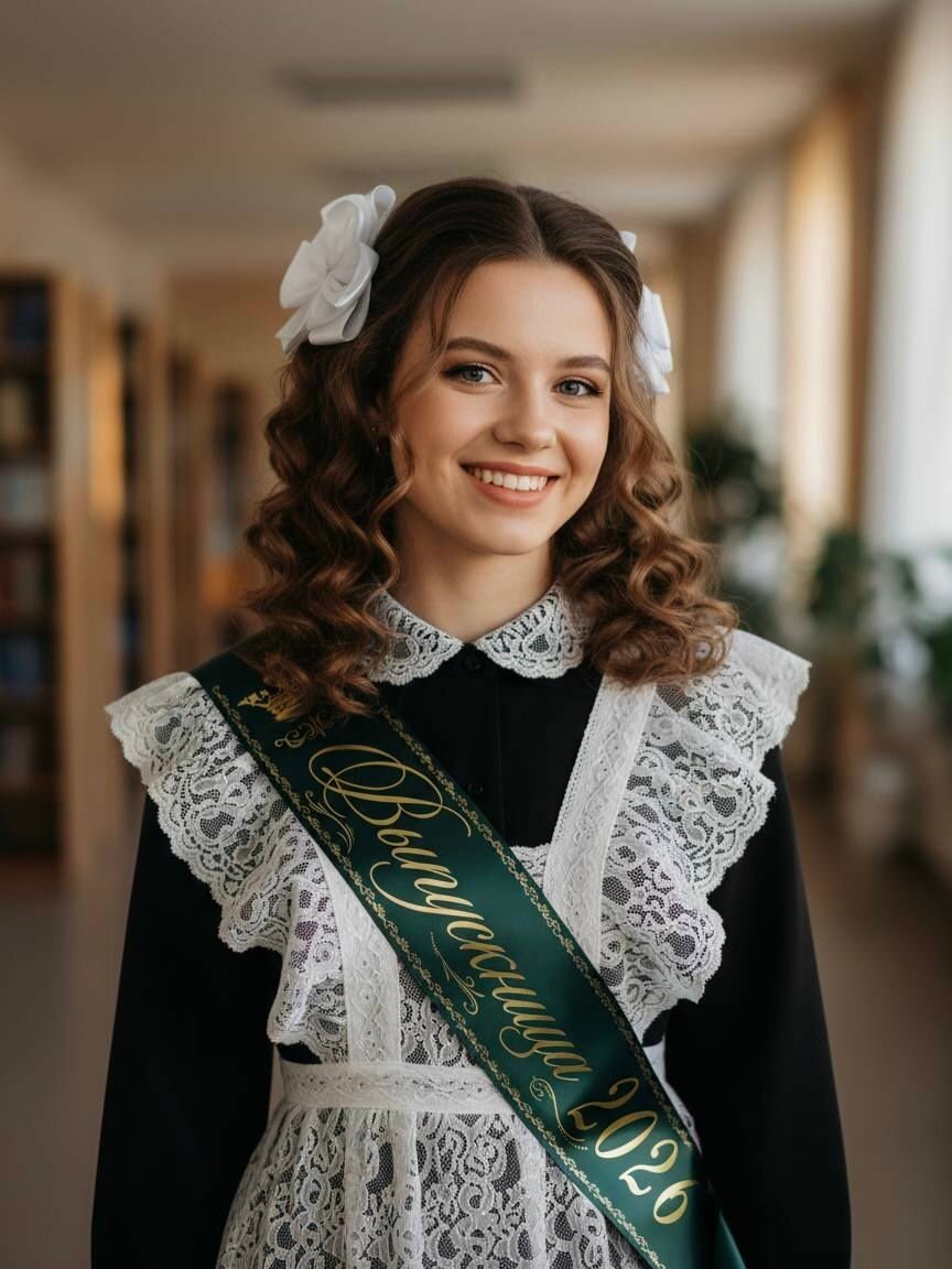 Лента Выпускница 2026 сатин премиум, цвет ленты изумрудный, цвет надписи золото, 1 шт