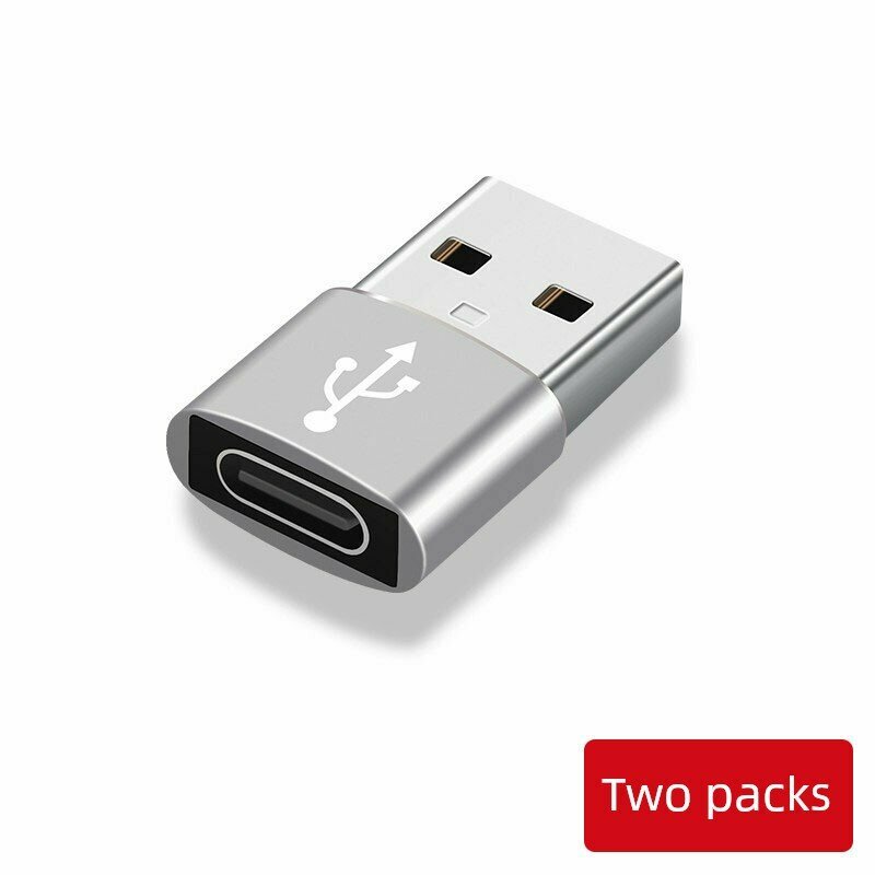 Набор из 2 шт. адаптеров OTG Type-C к USB 3.0 серебристый цвет для телефонов компьютеров быстрая зарядка PD поддержка