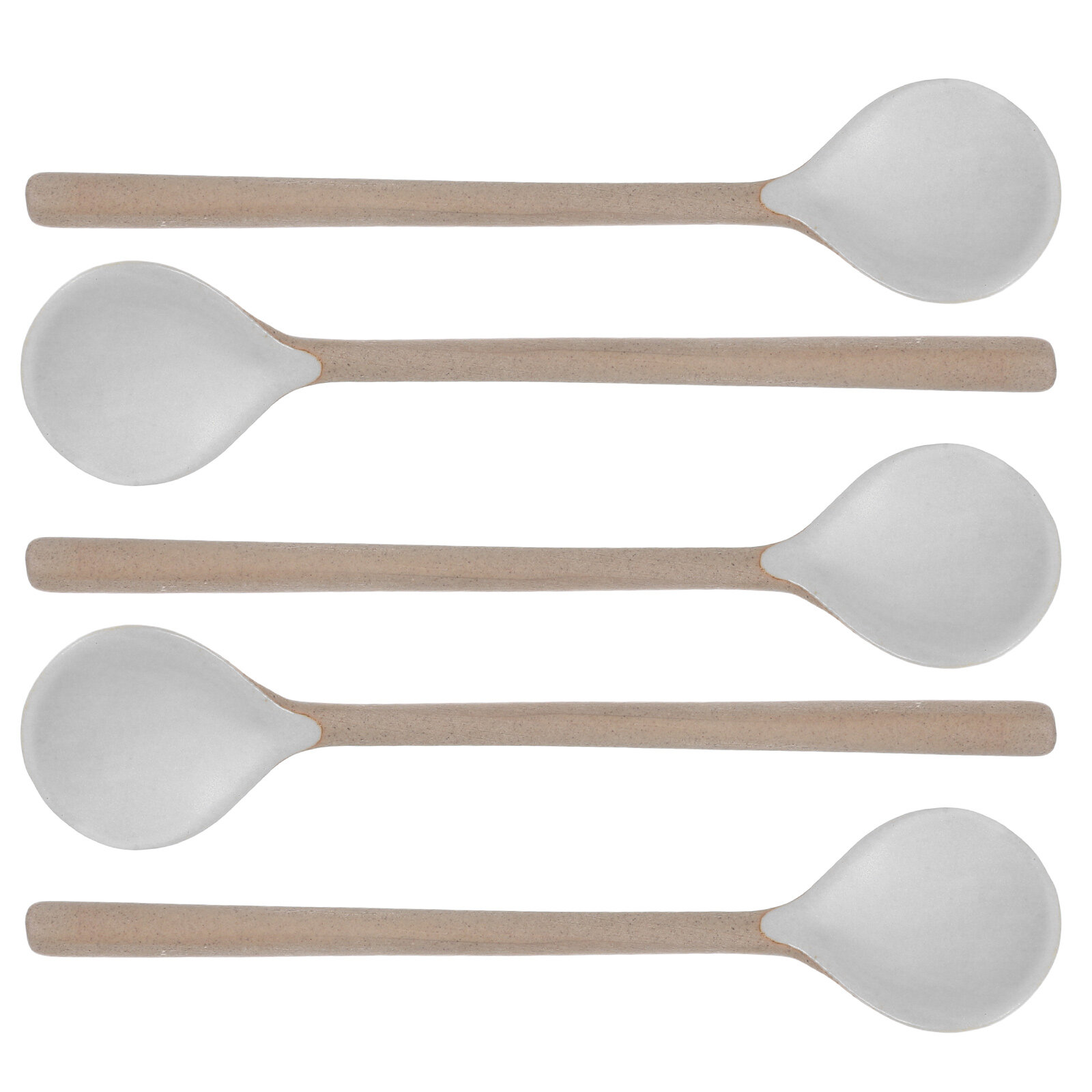 Маленькие керамические чайные ложки с длинной ручкой в наборе 5 штук для дома